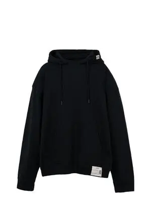 Mihara Yasuhiro Long Sleeve Hoodie With Drawstring Hood And Ribbed Trim - Black