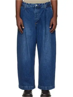 Studio Nicholson Wide-leg Pleated Jeans - Washed Indigo