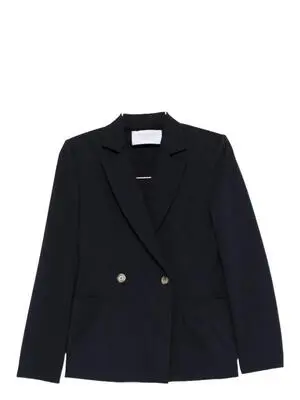 Harris Wharf London Notched Lapel Double-breasted Blazer - Black