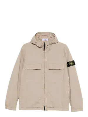 Stone Island Logo Patch Hooded Jacket - Nude