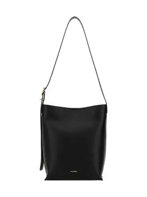 JIL SANDER Small Shoulder Bag With Logo Stamp - Black