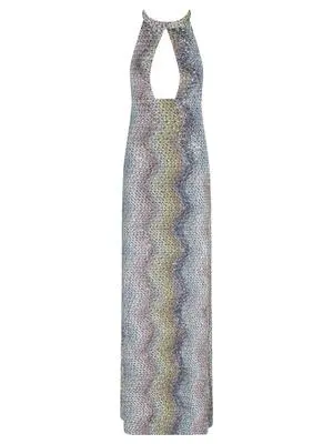 Missoni Halter Neck Maxi Dress With Cutout Details - Gray