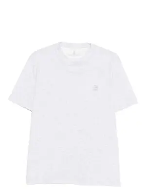 Brunello Cucinelli Logo Embroidered Crewneck T-shirt - Perla