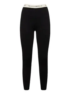 SPORTY  RICH Serif Logo High Waist Ribbed Leggings - Black