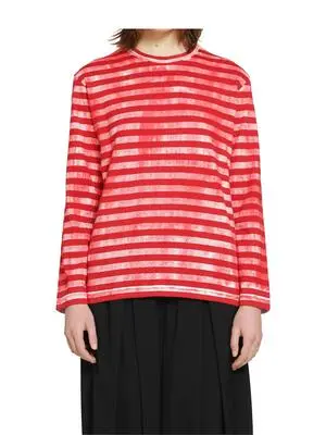 Comme Des Garçons Long Sleeve Striped T-shirt - Red