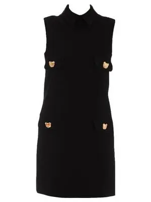 Moschino Sleeveless Collared Dress With Logo Detail - Black