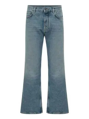 Off-White Logo Printed Straight Leg Jeans - Blue