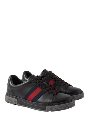 Gucci Web Detailed Ace Low-top Trainers - Black