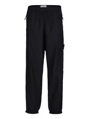 Stone Island Logo Patch Loose-fit Trousers - Black