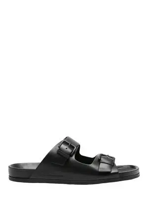 AMI Paris Buckle Strap Sliders - Black