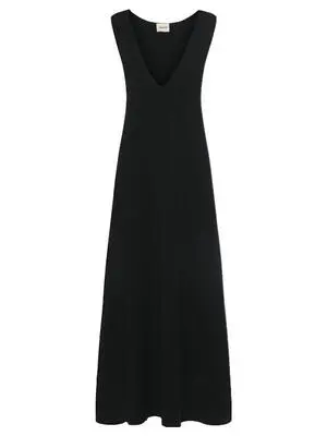 Khaite Keran Smooth Viscose Blend Long Dress - Black