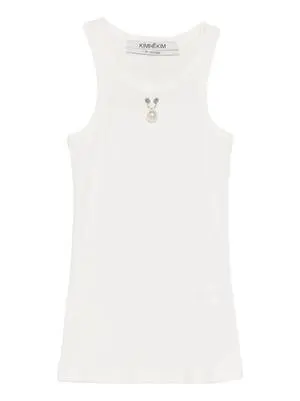 KIMHEKIM Sleeveless Round Neck Vest - White