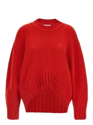 Attico Asymmetrical Hem Fine Knit Sweater - Red