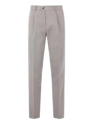 Brunello Cucinelli Leisure-fit Pleated Gabardine Trousers - Gray