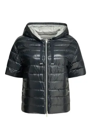 Herno Zip-up Drawstring Quilted Reversible Jacket - Blue