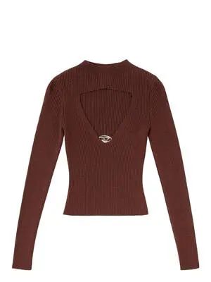 DIESEL® Oval-d Plaque Cut-out Knitted Jumper - Brown