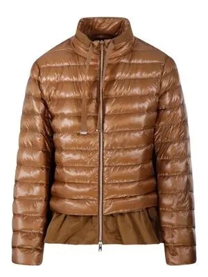 Herno Ruffled Puffer Coat - Brown