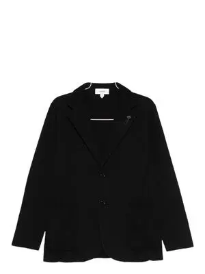 LARDINI Notched Lapel Button-front Jacket - Black