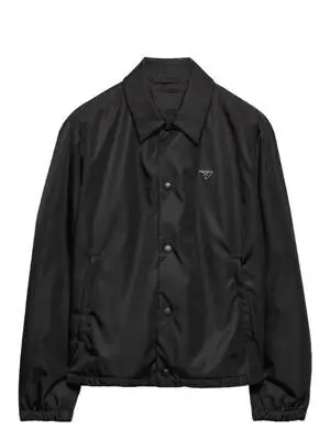 Prada Triangle-logo Button-up Coat - Black
