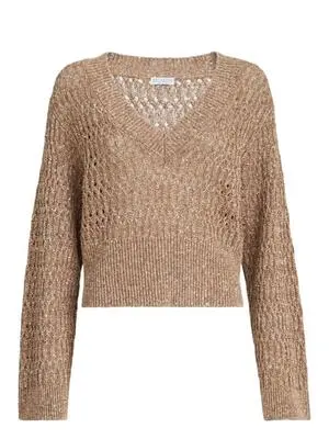 Brunello Cucinelli V-neck Ribbed Jumper - Brown