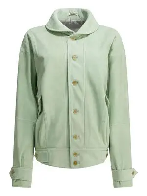Auralee Lapel Leather Jacket - Green