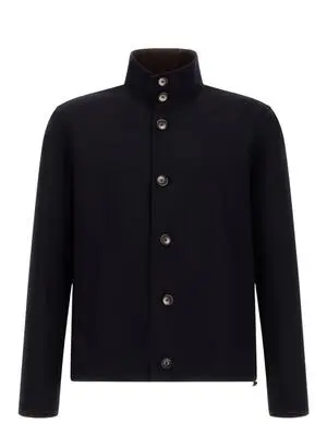 Herno Long-sleeved Button-up Jacket With High Collar - Black