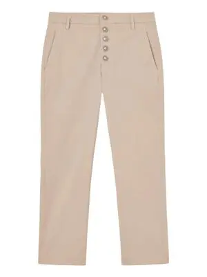 DONDUP Cropped Tailored Trousers With Jeweled Buttonholes - Nude