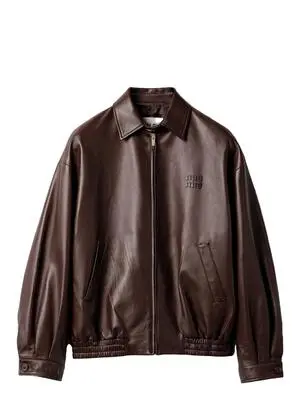 Miu Miu Nappa Leather Blouson Jacket - Black