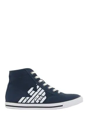 EA7 High-top Casual Sneakers With Logo Detailing - Black