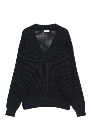 Brunello Cucinelli V-neck Long Sleeve Sweater - Blue