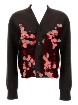 Sacai Long-sleeved Cardigan With Sequins - Black
