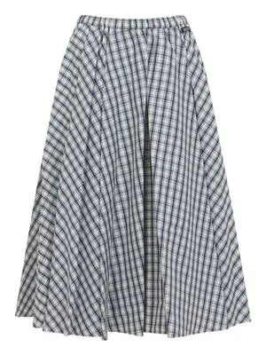 Prada Checked Midi Skirt - Gray