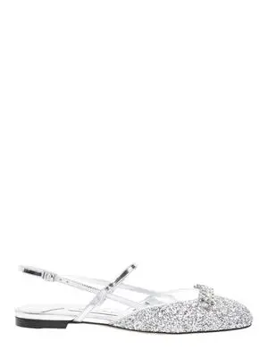 JIMMY CHOO Round Toe Flat Sandals - White