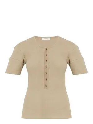 LEMAIRE Buttoned Short Sleeve Top - Beige