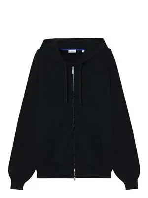 Burberry Embroidered Logo Zip Hoodie - Black