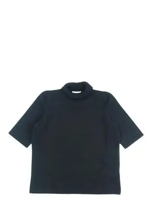 Alaïa High Neck Short Sleeve Knit Top - Black