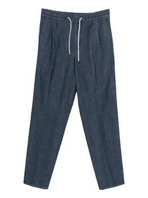 Brunello Cucinelli Lightweight Denim Trousers With Drawstring And Pleats - Blue