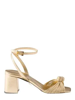 Prada Knotted Strap Heeled Sandals - Platinum Color