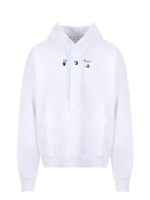Off-White Logo Print Cotton Hoodie - White