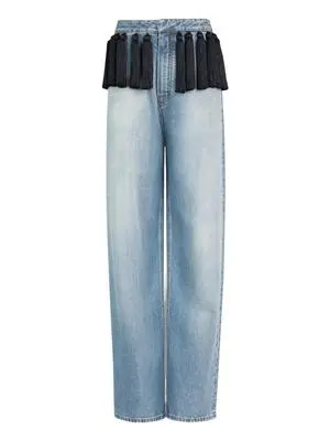 Alaïa Tasseled Wide-leg Jeans - Blue