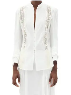 ANN DEMEULEMEESTER Open Front Shirt With Lace Detail - No