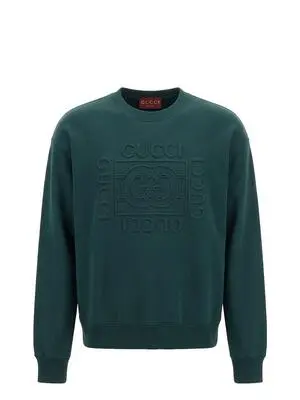 Gucci Brushed Cotton Jersey Sweatshirt With Embossed Logo - Dark Green