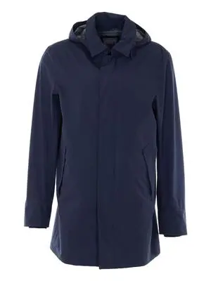Herno Hooded Zip-up Coat - Blue