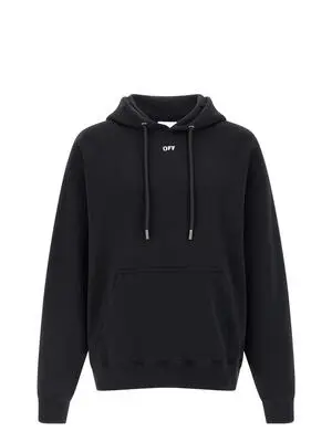 Off-White Logo Print Drawstring Hoodie - Black