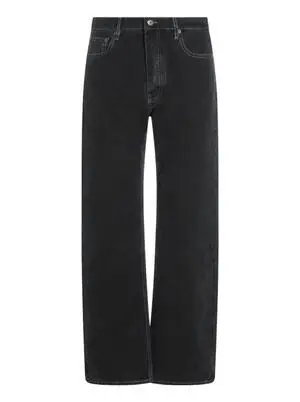 Off-White Logo Patch Straight Leg Jeans - Black