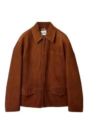 Miu Miu Waxed Suede Jacket - Brown