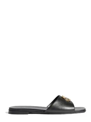 Gucci Logo Slide Flat Sandals - Black