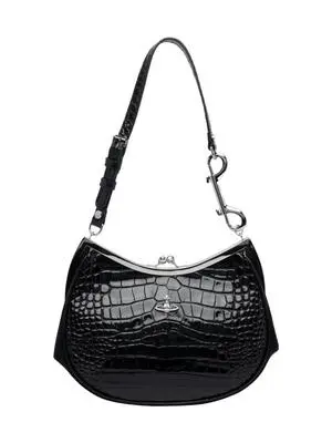 VIVIENNE WESTWOOD Orb Plaque Embossed Shoulder Bag - Black