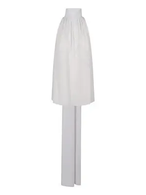 Patrizia Pepe Tie Neck Top With High Collar And Back Tie - Fresh Grey