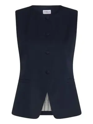 Marella Cotton Gabardine Gilet - Navy Blue